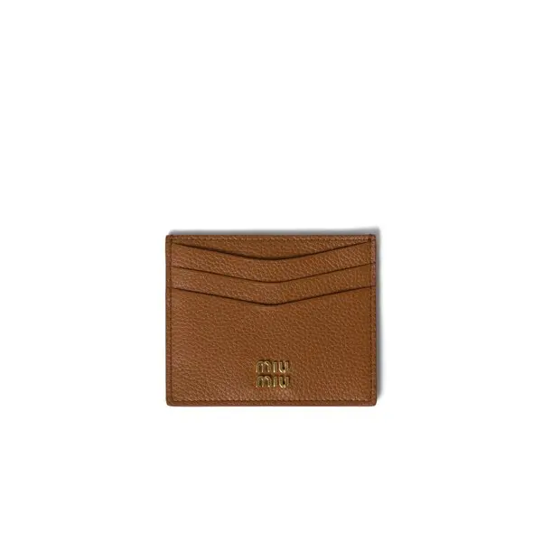 Miu Miu Leather Card Holder - Cognac