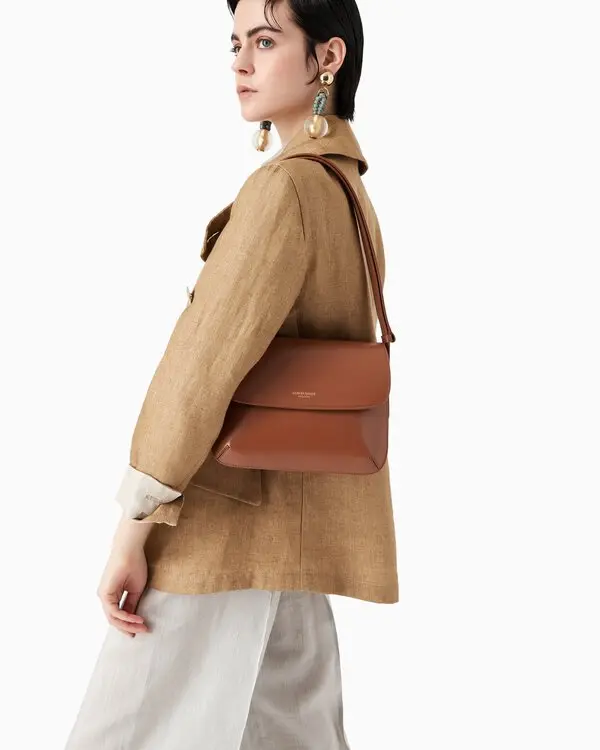 Giorgio Armani La Prima Bag In Palmellato Leather - Camel