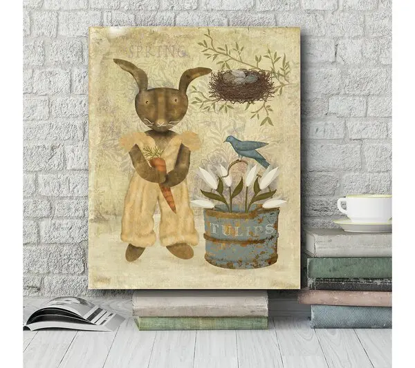 COURTSIDE MARKET Spring Bunny 30x40 Canvas Wall Art - One-color