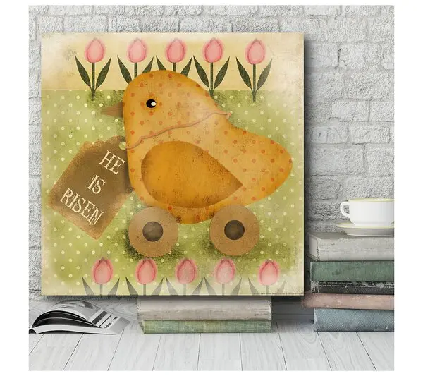 COURTSIDE MARKET Chick He Is Risen 30x30 Canvas Wall Art - One-color