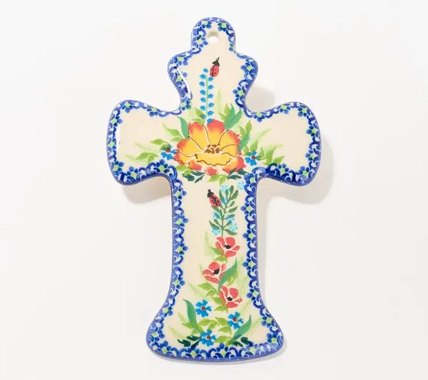 LIDIA'S POLISH POTTERY Hand Painted Cross - One-color