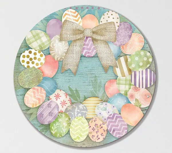 COURTSIDE MARKET Easter Egg Wreath 15x15 Circul Ar Artboard - One-color