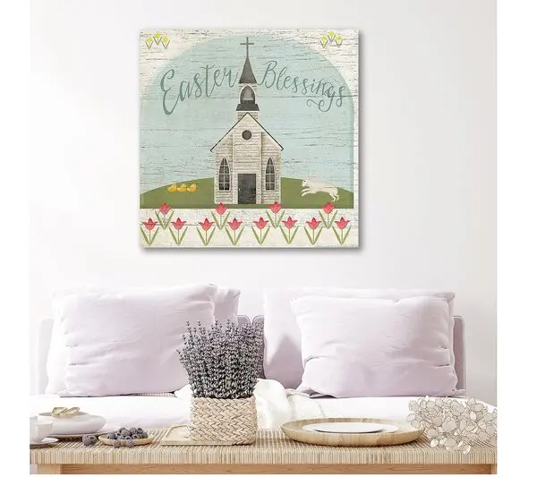 COURTSIDE MARKET Easter Blessings 24x24 Canvas Wall Art - One-color