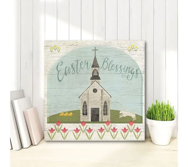 COURTSIDE MARKET Easter Blessings 16x16 Canvas Wall Art - One-color