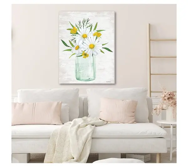 COURTSIDE MARKET Spring Floral Bouquet Daisy 30 X40 Canvas Wall - One-color