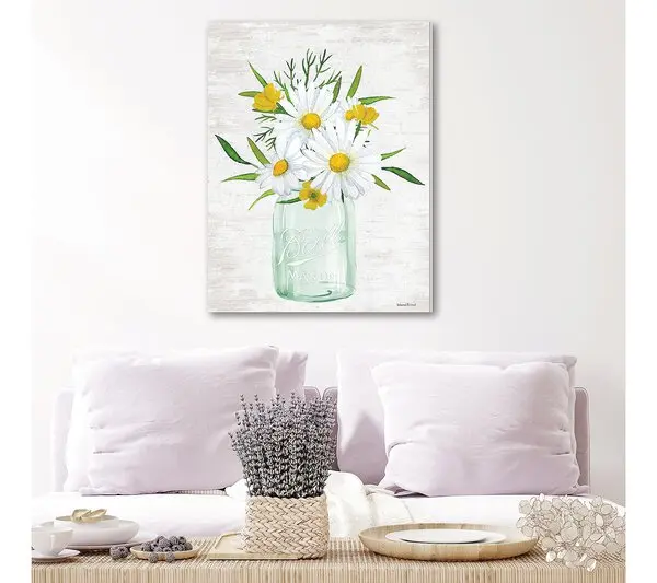 COURTSIDE MARKET Spring Floral Bouquet Daisy 20 X24 Canvas Wall - One-color