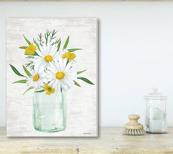 COURTSIDE MARKET Spring Floral Bouquet Daisy 16 X20 Canvas Wall - One-color