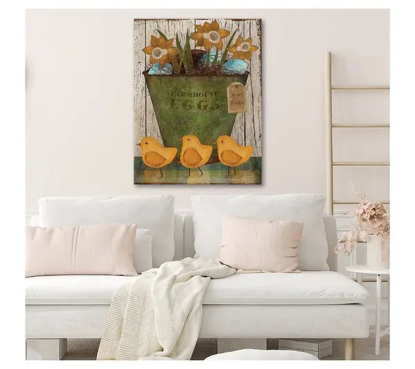 COURTSIDE MARKET Farmhouse Eggs Easter 30x40 Ca Nvas Wall Art - One-color