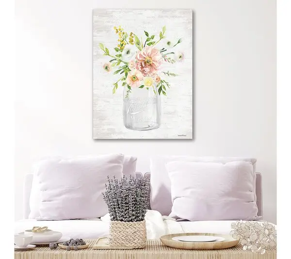 COURTSIDE MARKET Spring Floral Bouquet Blush 20 X24 Canvas Wall - One-color