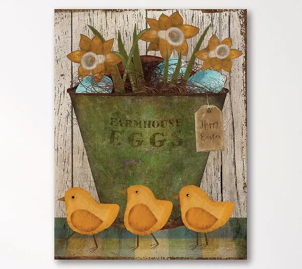COURTSIDE MARKET Farmhouse Eggs Easter 20x24 Ca Nvas Wall Art - One-color