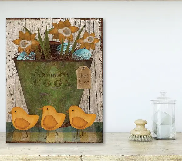 COURTSIDE MARKET Farmhouse Eggs Easter 16x20 Ca Nvas Wall Art - One-color
