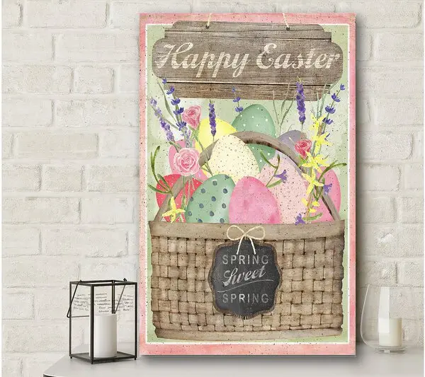 COURTSIDE MARKET Easter Basket 12x18 Canvas Wal L Art - One-color