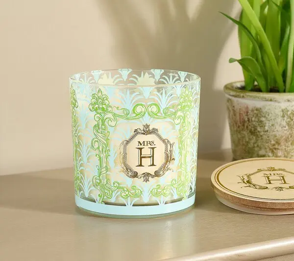 MRS. H Mrs.h 22oz Coral Stone Glass Candle With Wooden Lid - One-color