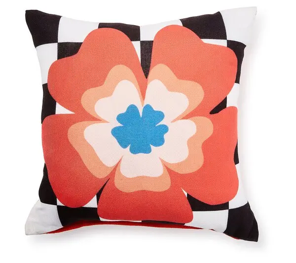 MACKENZIE-CHILDS Dolce Vita Outdoor Red Flower Hrow Pillow - One-color