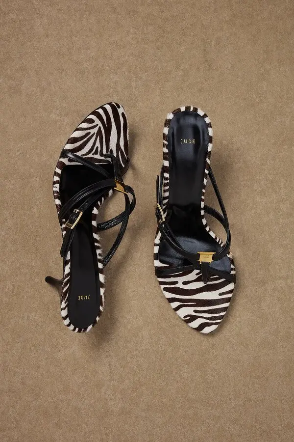 JUDE For Cross Sandals - Zebra Print Pony Hair