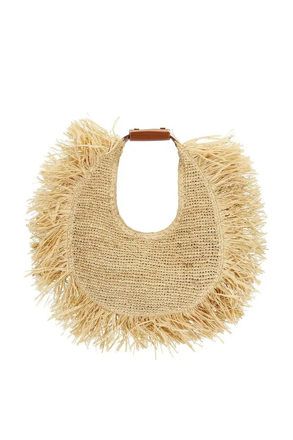 Staud Large Raffia Moon Tote Bag