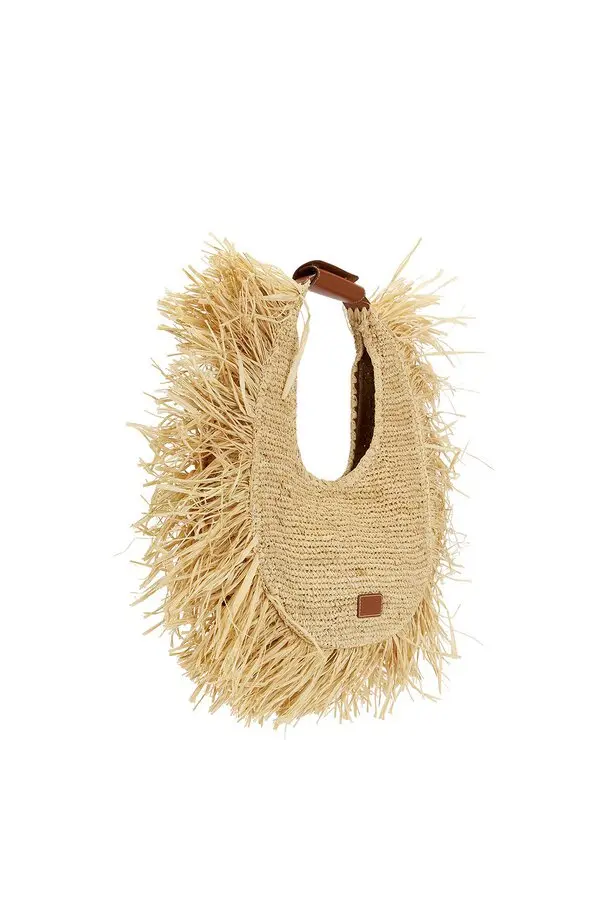 Staud Large Raffia Moon Tote Bag