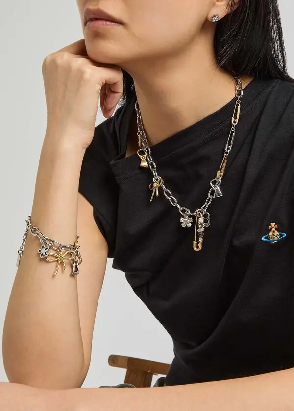 Marc Jacobs Grunge Glam Charm Necklace In Silver - 60% Off 