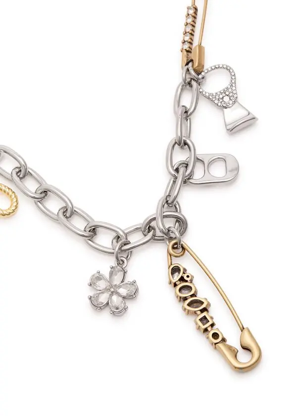 Marc Jacobs Grunge Glam Charm Necklace In Silver - 60% Off