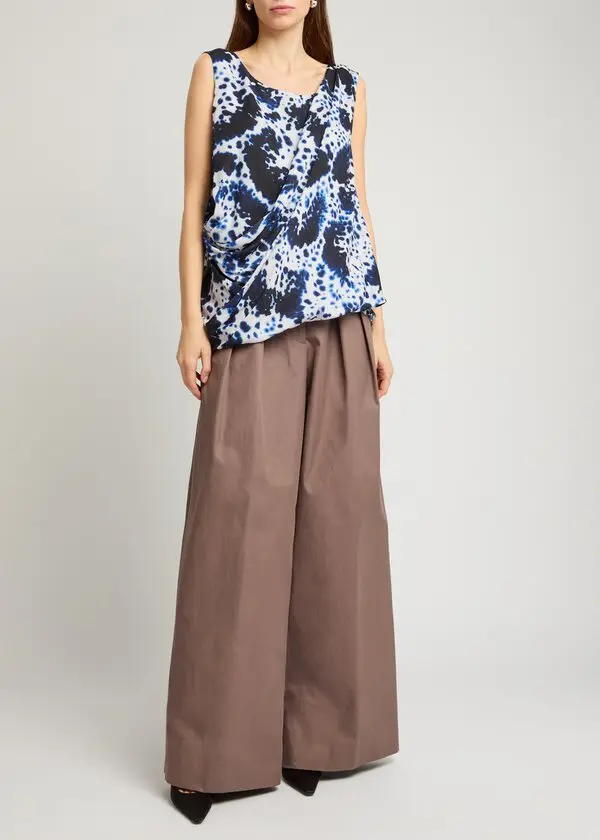Dries Van Noten Printed Matte Satin Top