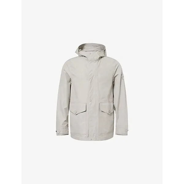 Stone Island Cotton Parka Jacket With Brand Patch