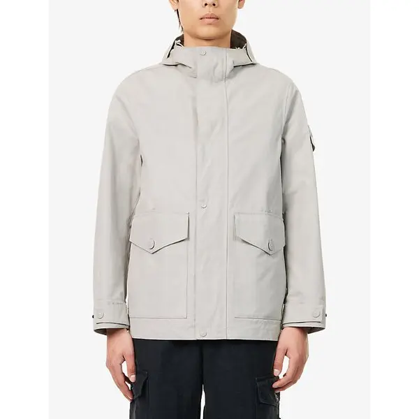 Stone Island Cotton Parka Jacket With Brand Patch