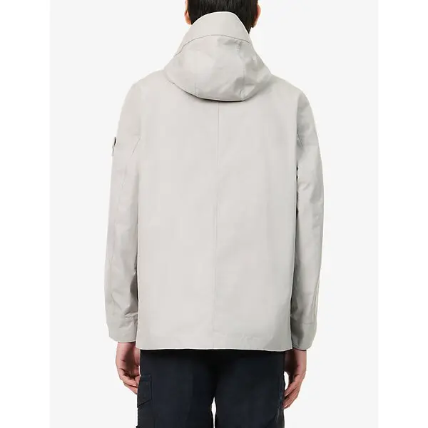 Stone Island Cotton Parka Jacket With Brand Patch