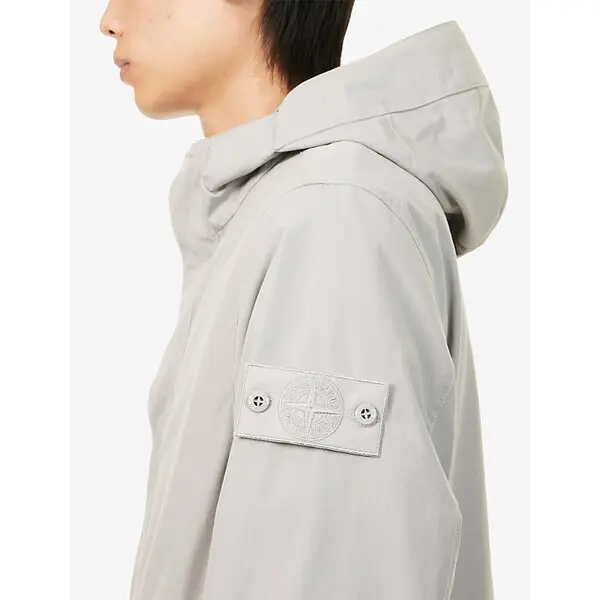 Stone Island Cotton Parka Jacket With Brand Patch