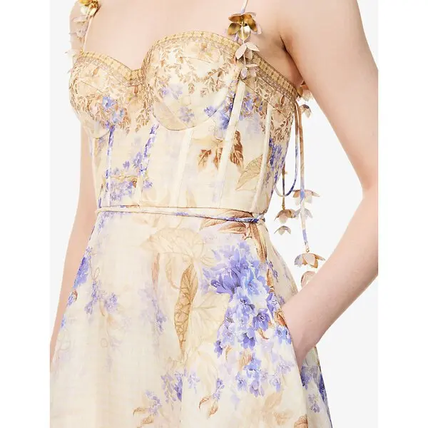 Zimmermann Dawning Picnic Floral-Print Linen And Silk-Blend Midi Dress -  Lilac Floral