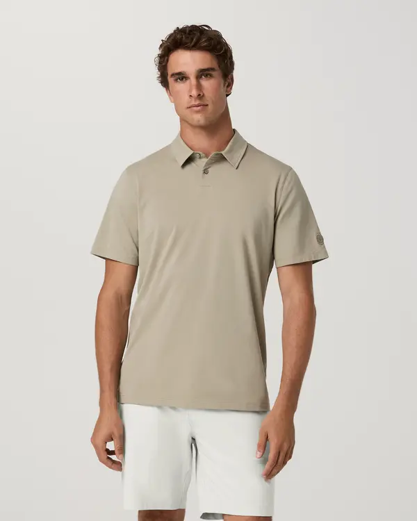 Vuori Short Sleeve Feather Polo - Biscotti