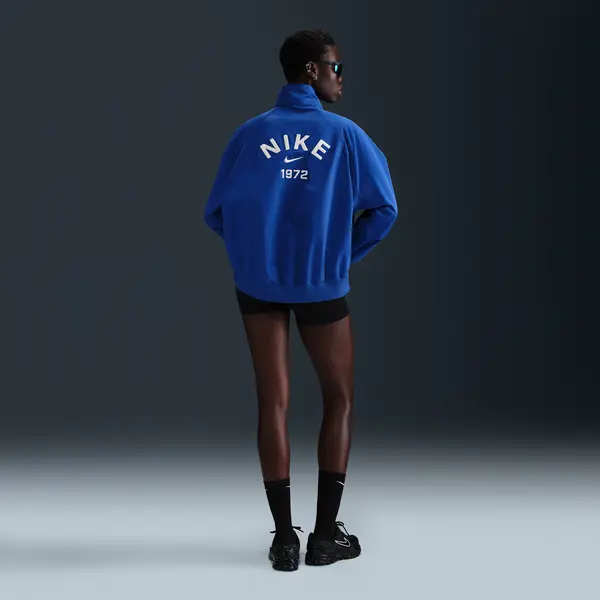 Nike Sportswear Collection Oversized Twill 1/4-Zip Top In Blue