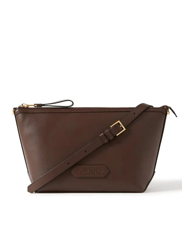 TOM FORD Leather Messenger Bag - Brown