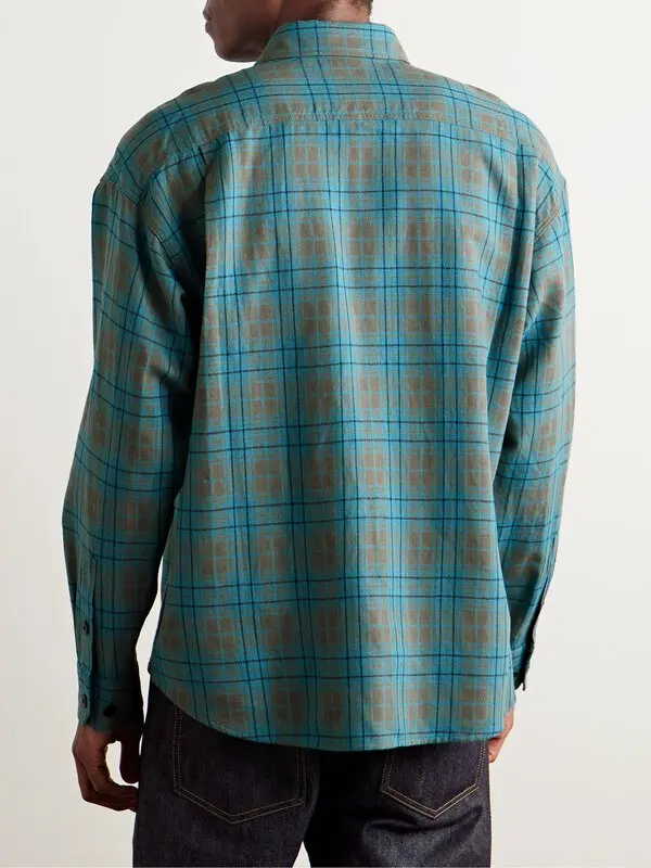 Visvim Checked Wool And Linen-blend Shirt - Blue