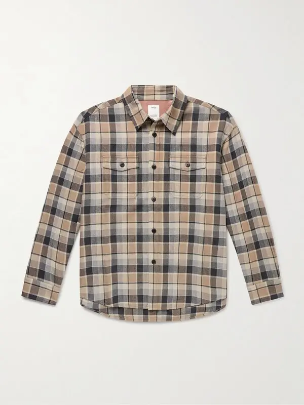 Visvim Checked Wool And Linen-blend Shirt - Brown