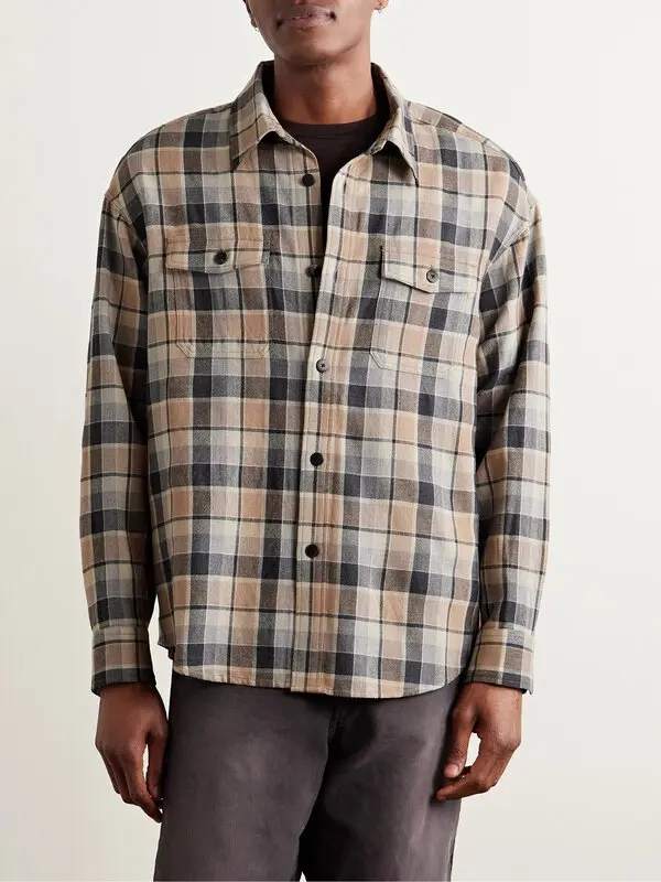 Visvim Checked Wool And Linen-blend Shirt - Brown