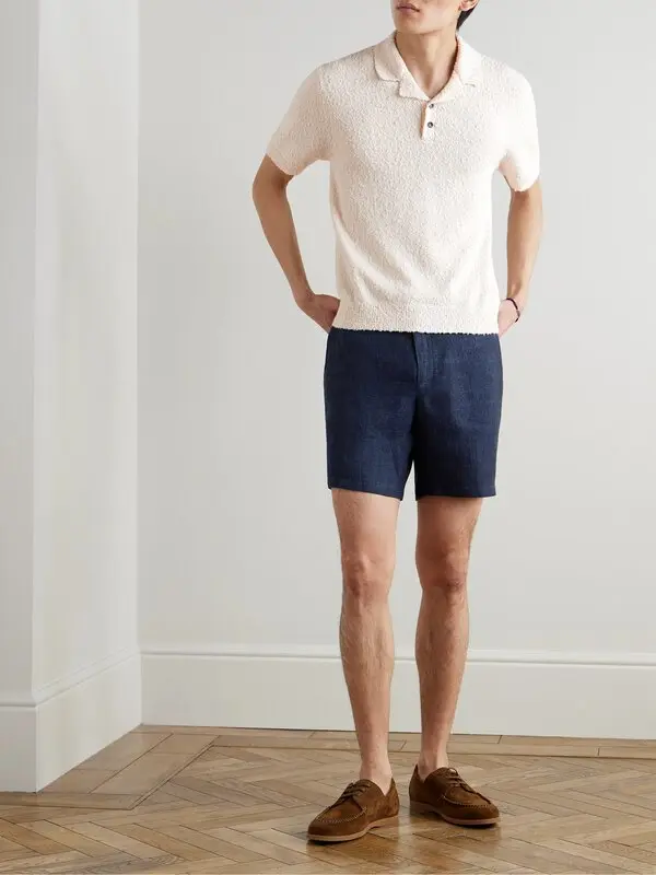 Mr P. Straight-leg Linen-chambray Bermuda Shorts