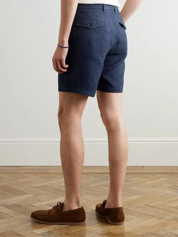 Mr P. Straight-leg Linen-chambray Bermuda Shorts