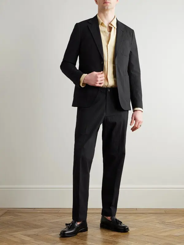 Mr P. James Tapered Stretch-cotton Seersucker Suit Trousers