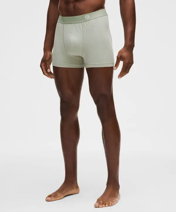 Lululemon Always In Motion Boxer Brief 3 - Twofold Stripe Pelican Fog Green
