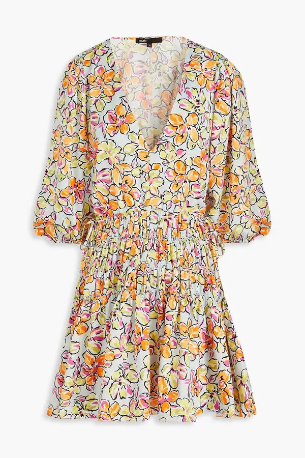 Maje Cutout Floral-print Mini Dress