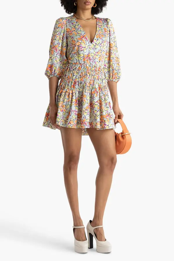 Maje Cutout Floral-print Mini Dress