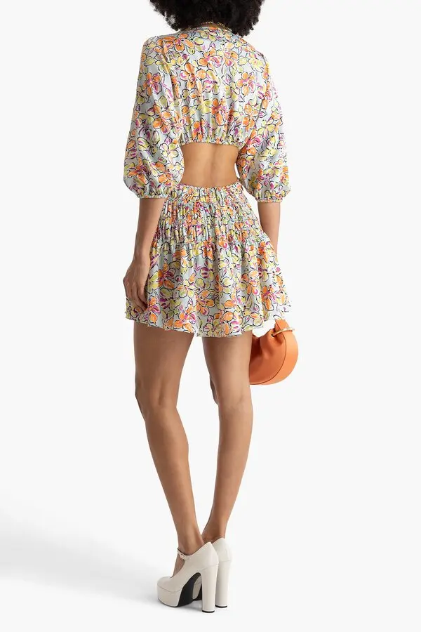 Maje Cutout Floral-print Mini Dress