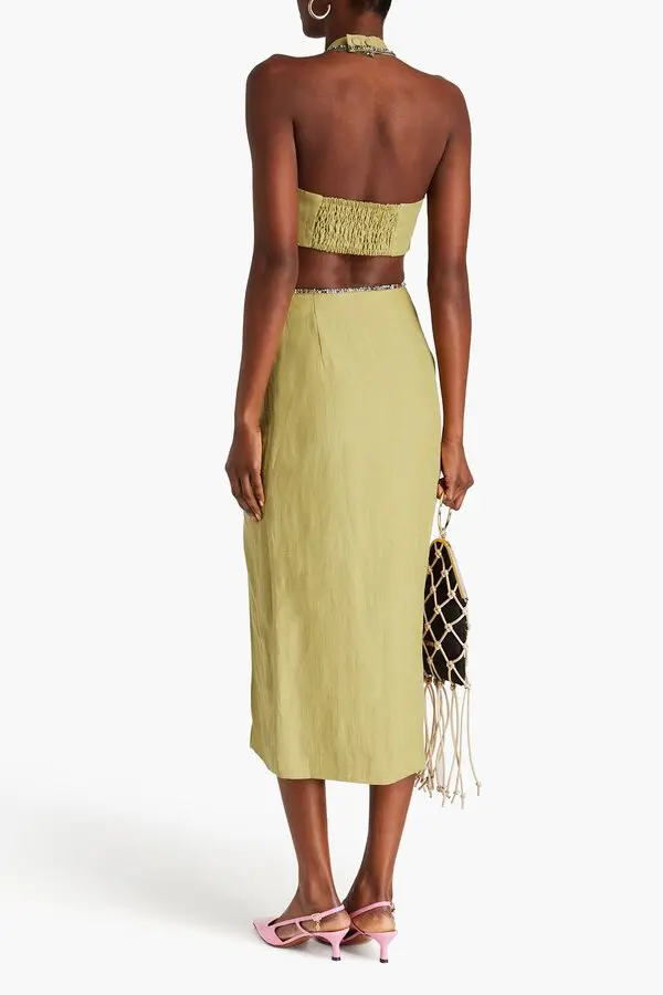 Sandro Crystal-embellished Woven Midi Skirt