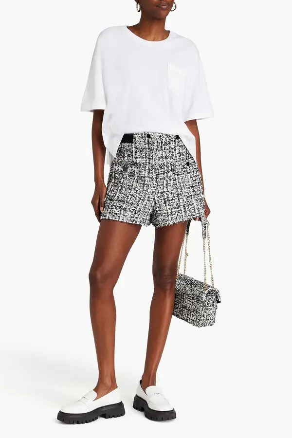 Sandro Sequin-embellished Bouclé-tweed Shorts