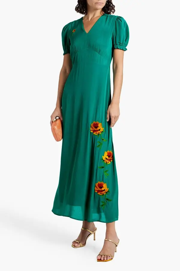slim fit dress slacks OAHU Chiffon Maxi Dress with Bow Straps (Emerald Green Chiffon) main image 1