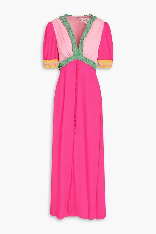 Saloni Lea Colorblock Maxi Dress - Pink
