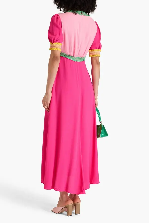 Saloni Lea Colorblock Maxi Dress - Pink