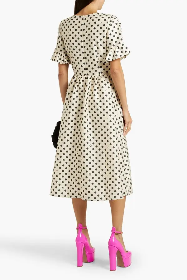 Hvn Willow Ruffled Printed Taffeta Midi Dress In Cream - 55% Off |  Editorialist