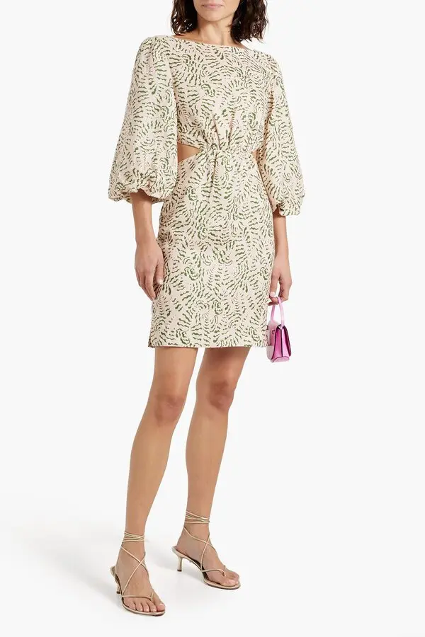 Buy Saloni Neela Printed Linen Mini Dress - Blush At 69% Off | Editorialist