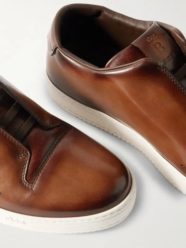 Berluti Playtime Scritto Venezia Leather Slip-on Sneakers